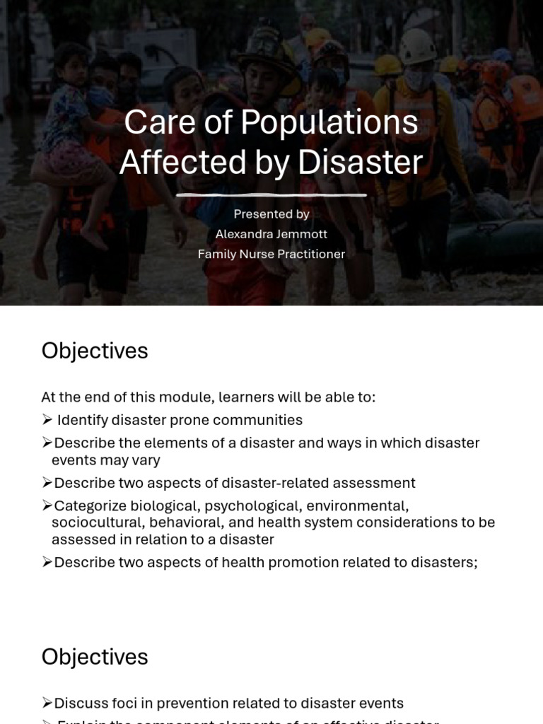 Module 7 Care of Populations Affected by Disaster | PDF | Natural ...