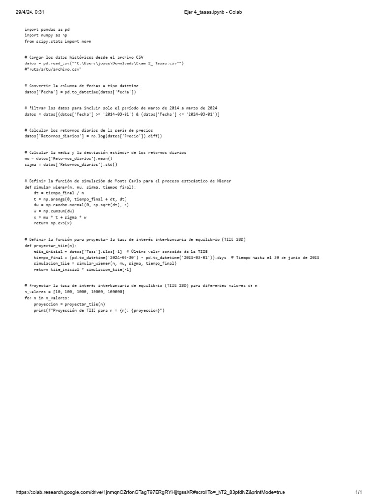 Ejer 4 - Tasas - Ipynb - Colab | PDF