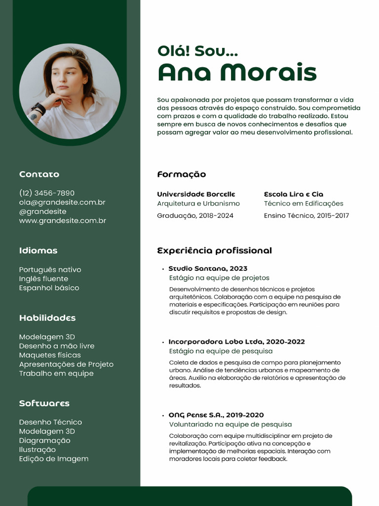 Currículo Simples Com Foto e Informações Branco e Cinza | PDF