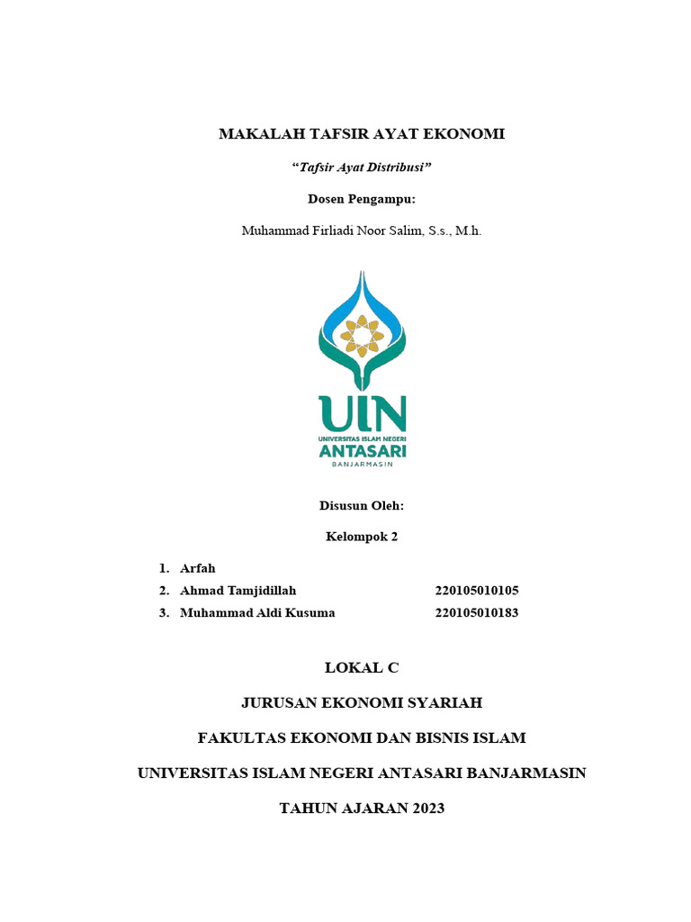 Makalah Tafsir Ayat Ekonomi | PDF