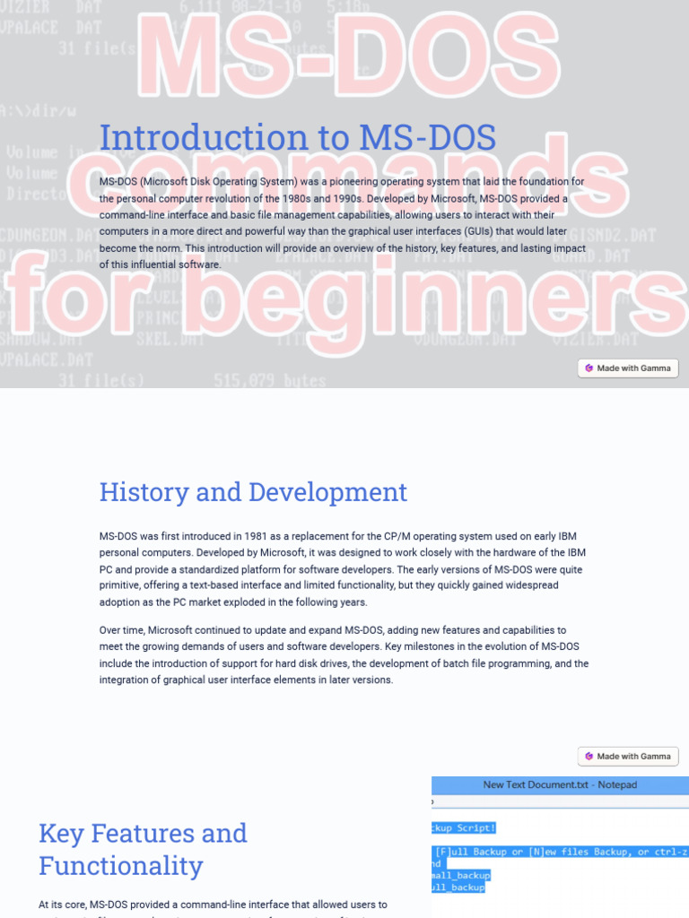 Introduction To MS DOS | PDF | Command Line Interface | Graphical User Interfaces