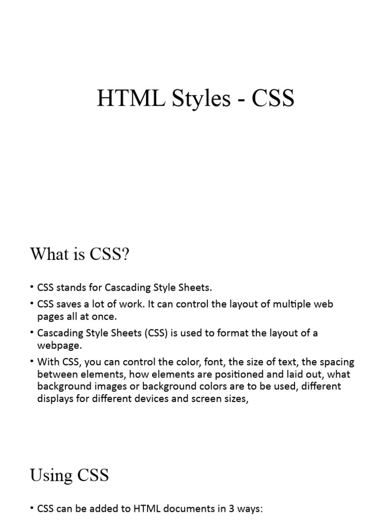 HTML Styles - CSS | PDF | Html | Web Development HTML Styles - CSS | PDF | Html | Web Development
