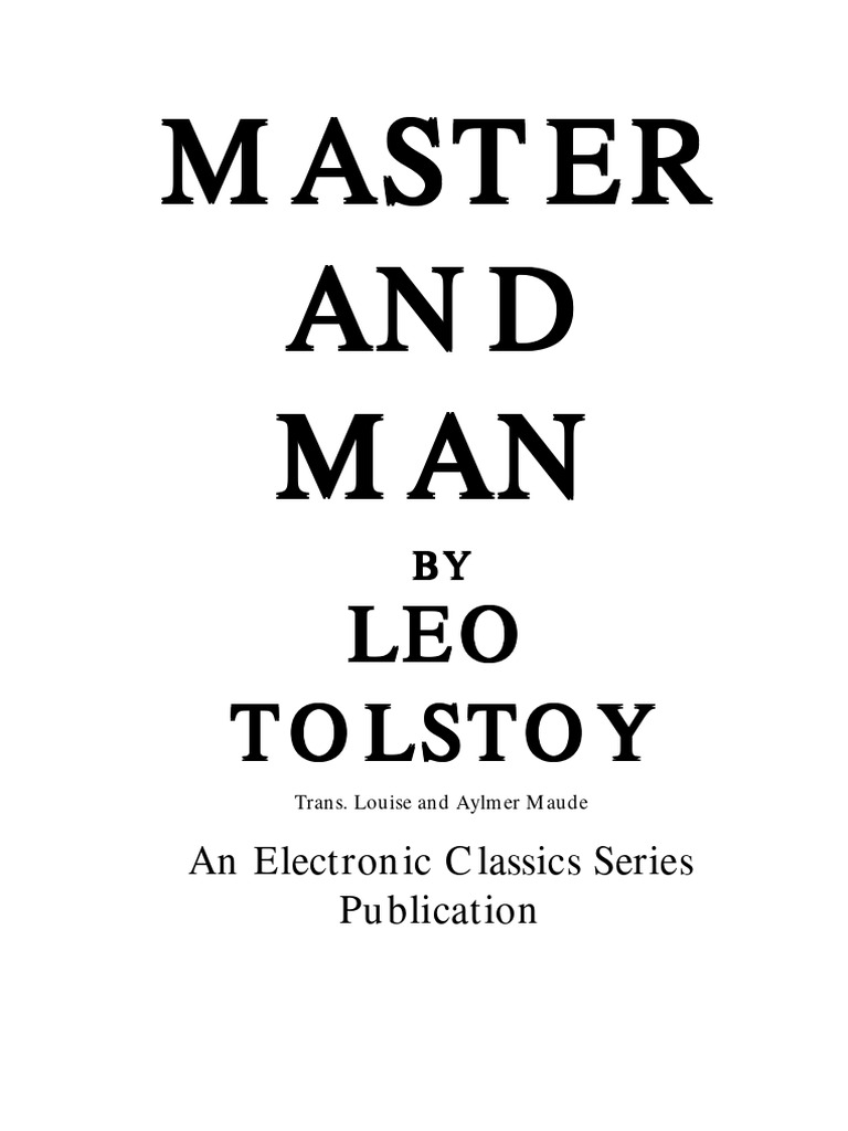 Master and Man by Leo Tolstoy | PDF