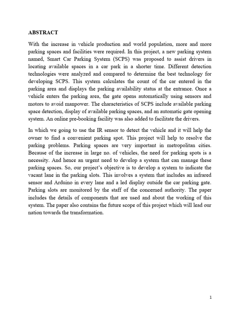 Car Parking Report | PDF | Internet Of Things | Parking