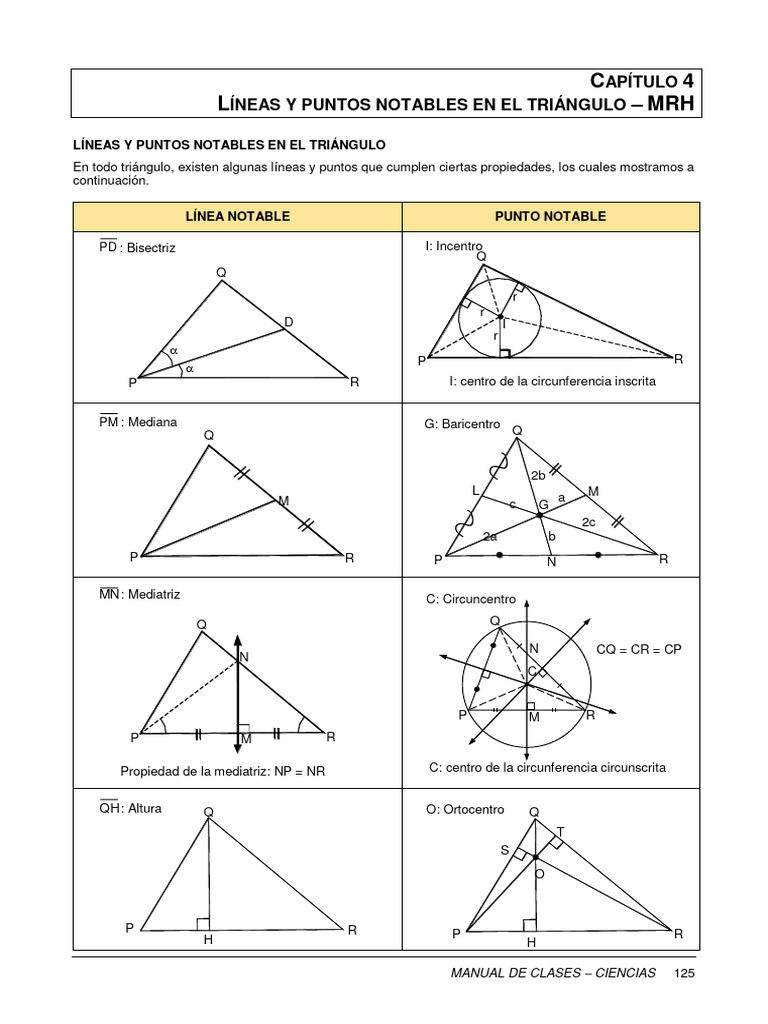 Líneas y Puntos Notables en Triángulos | PDF | Triángulo | Geometría ...