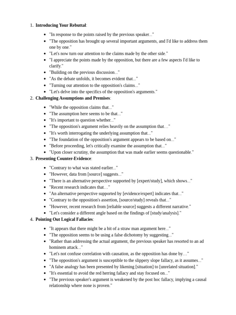 Phrases For Debate | PDF | Fallacy | Argument