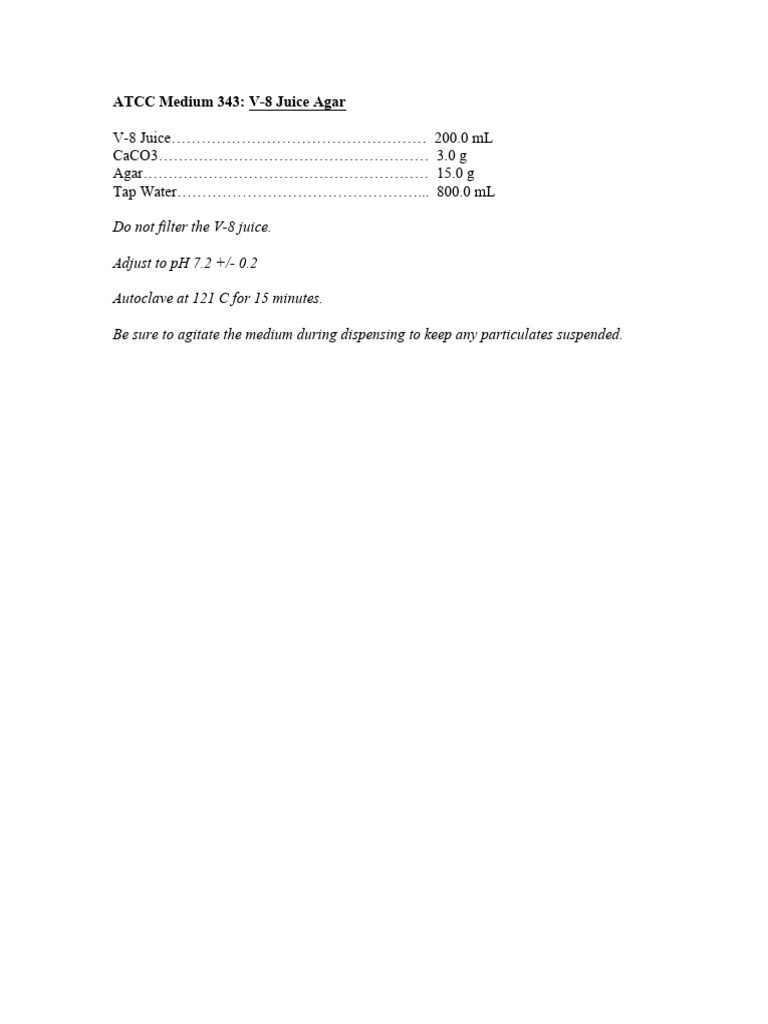 ATCC Medium 0343 | PDF