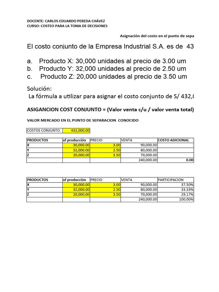 Casos Costos Conjuntos | PDF