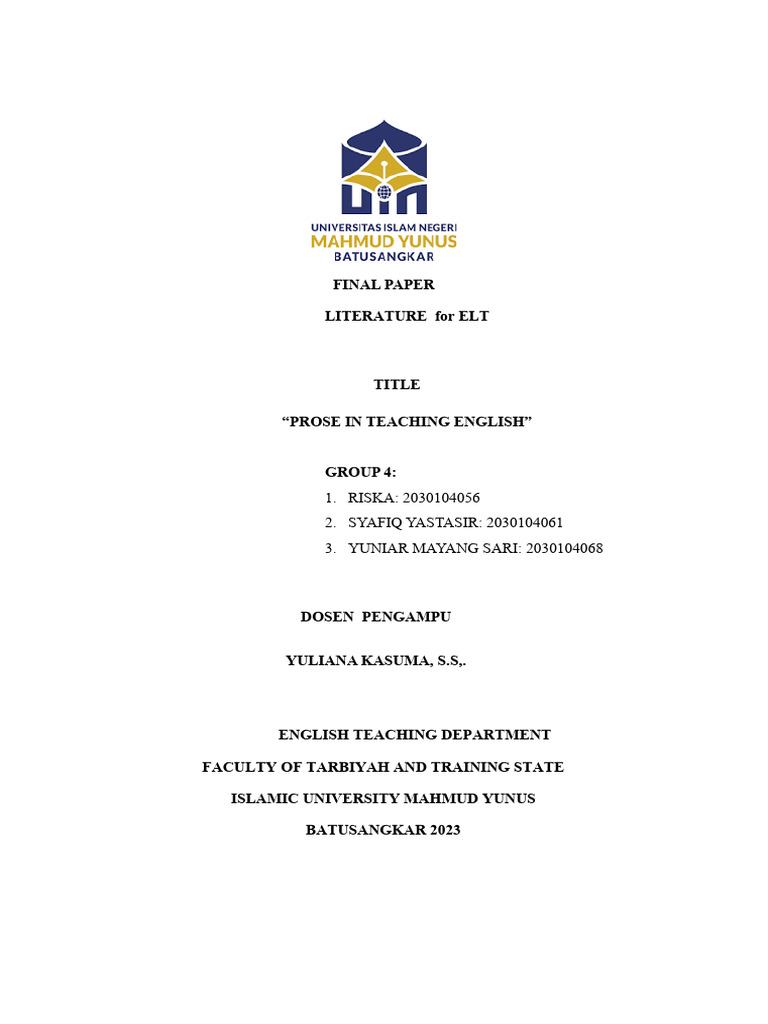 Makalah Group 4 Literature For ELT | PDF | Reading Comprehension | Storytelling