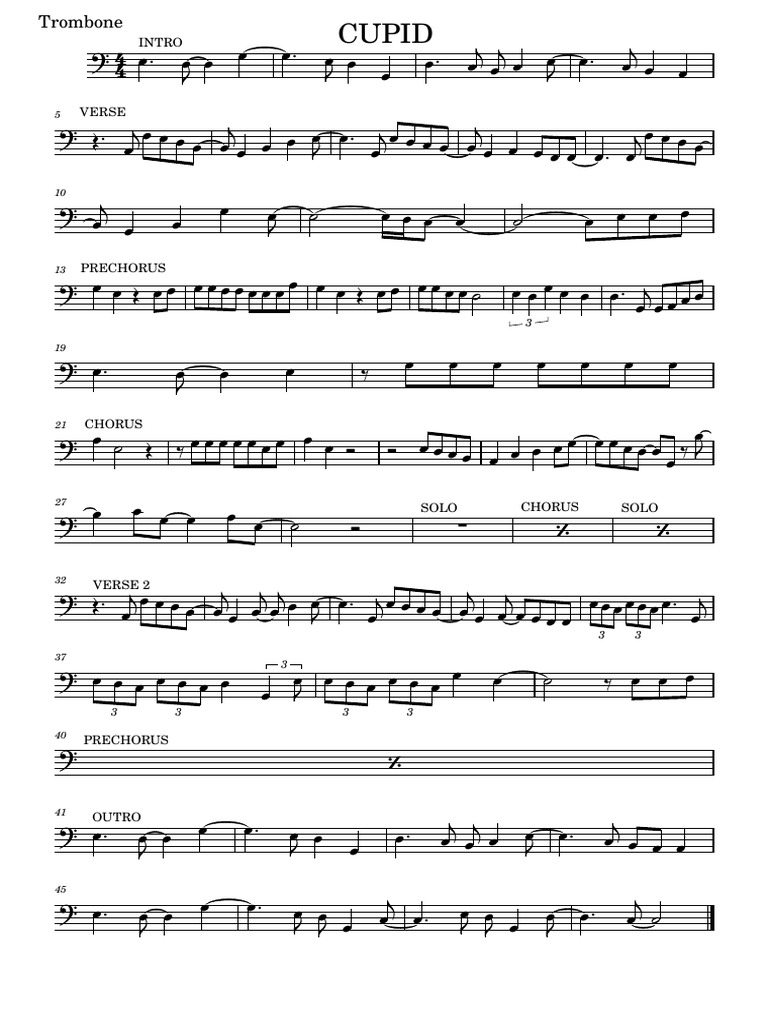 CUPID ARRANGEMENT-Trombone | PDF | Song Structure | Vocal Music