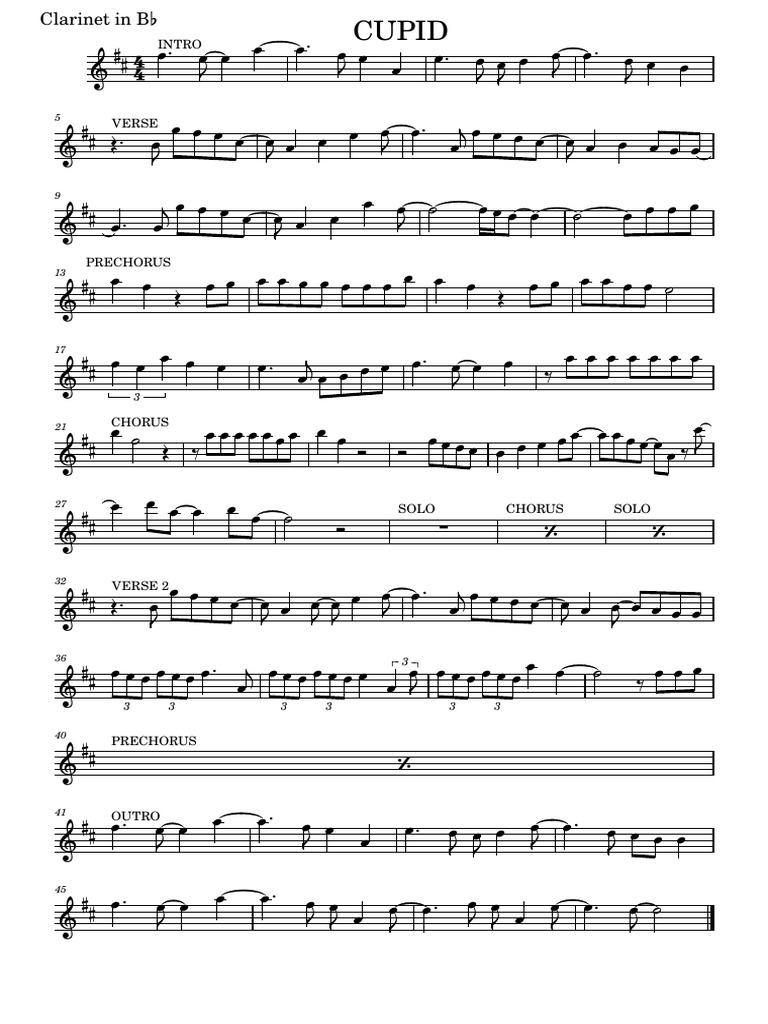 CUPID ARRANGEMENT-Clarinet - in - BB | PDF | Song Structure | Music Theory