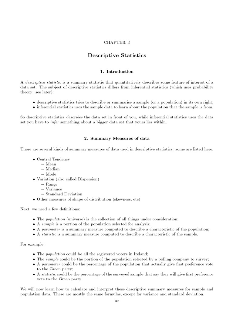 ch03 DescriptiveStatistics | PDF | Variance | Descriptive Statistics