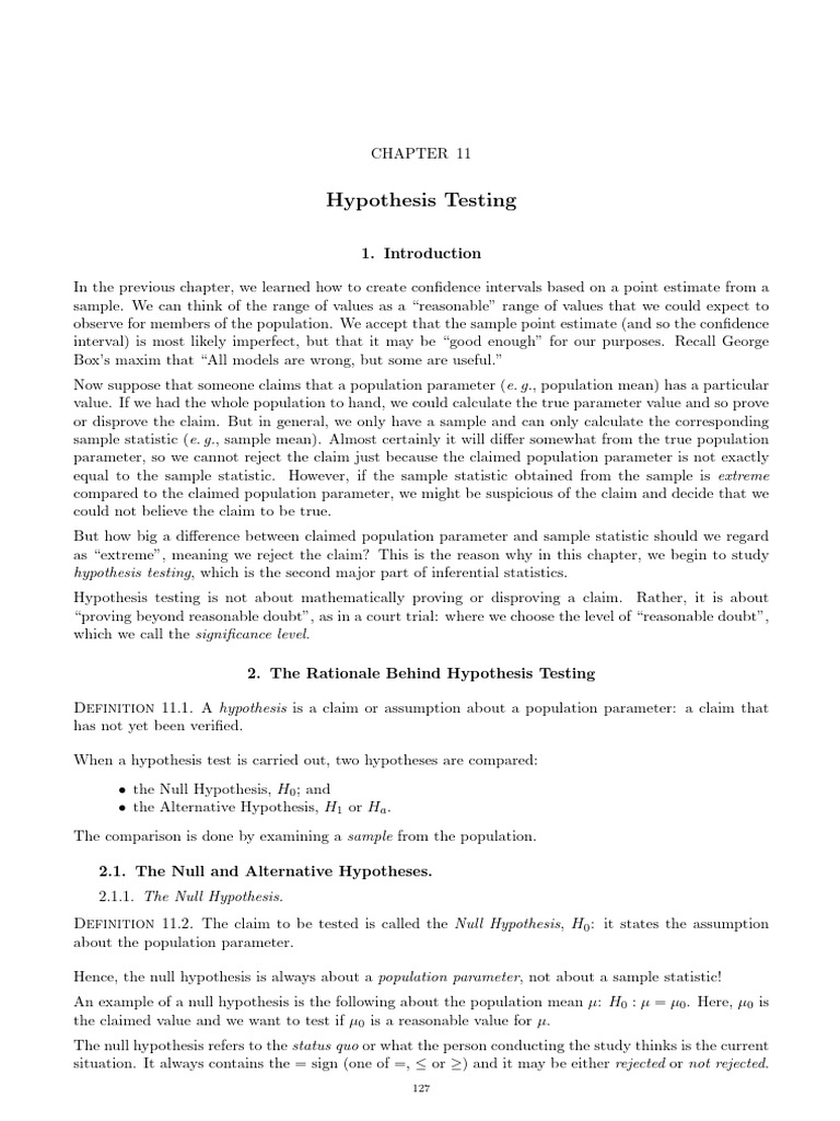 Ch11 Hypothesistesting Pdf Statistical Hypothesis Testing Statistical Significance