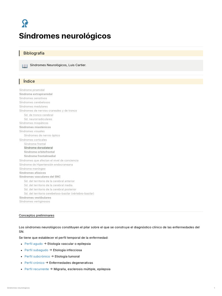 Síndromes Neurológicos | PDF | Cerebro | Percepción visual