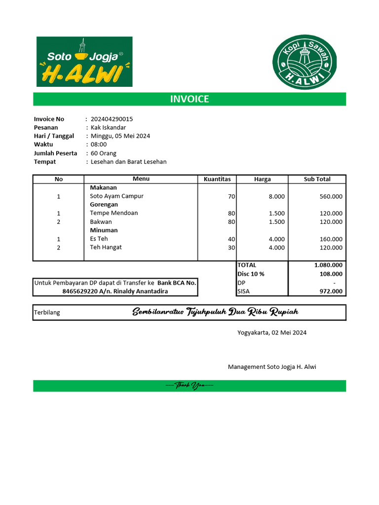 Invoice Pak Iskandar | PDF