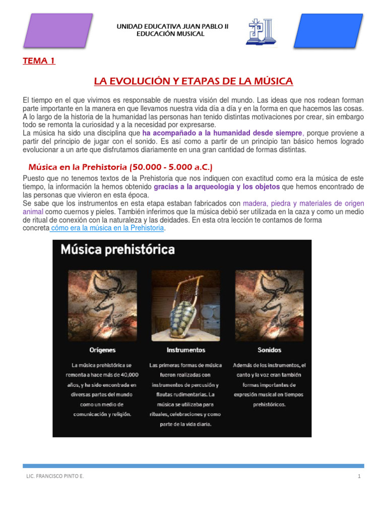 Tema 1-La Evolucion y Etapas de La Musica | PDF | Periodo Clásico ...