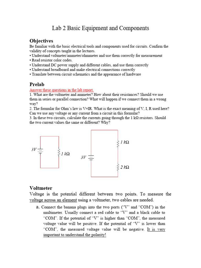 Lab#2 Basic Measurement | PDF | Resistor | Voltage