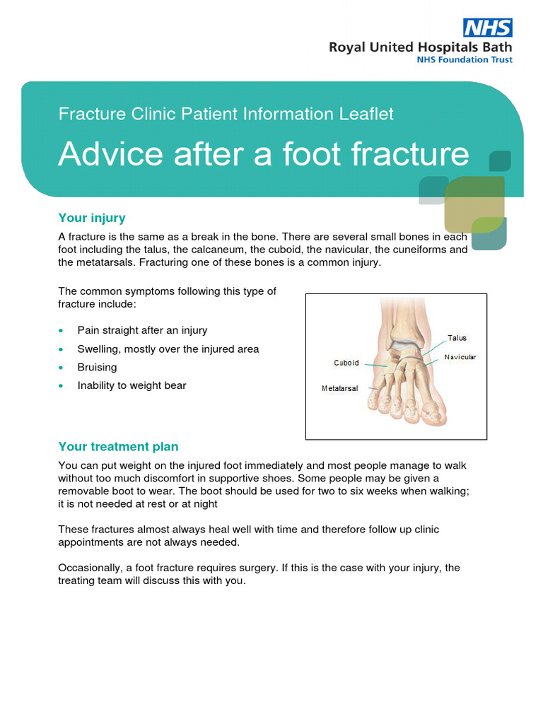 Foot Fracture Symptoms and Care Guide | PDF | Foot | Pain