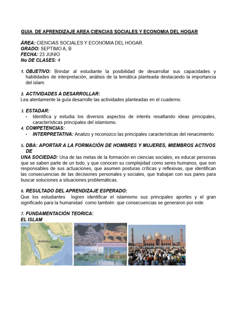 GUIA 1 Sociales Edad Media | PDF | Mahoma | Mezquita