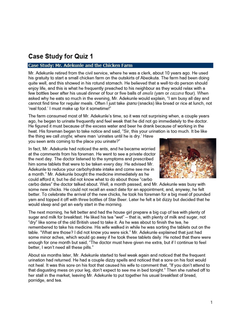 Diagnosing Health Behaviors Quiz 1 Case Study | PDF | Foods | Cuisine