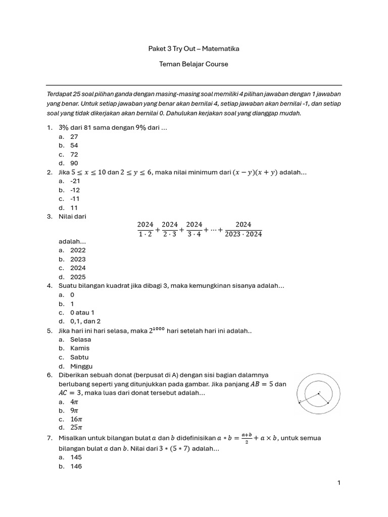 Soal Tryout Osn Matem | PDF | Seni | Sains & Matematika