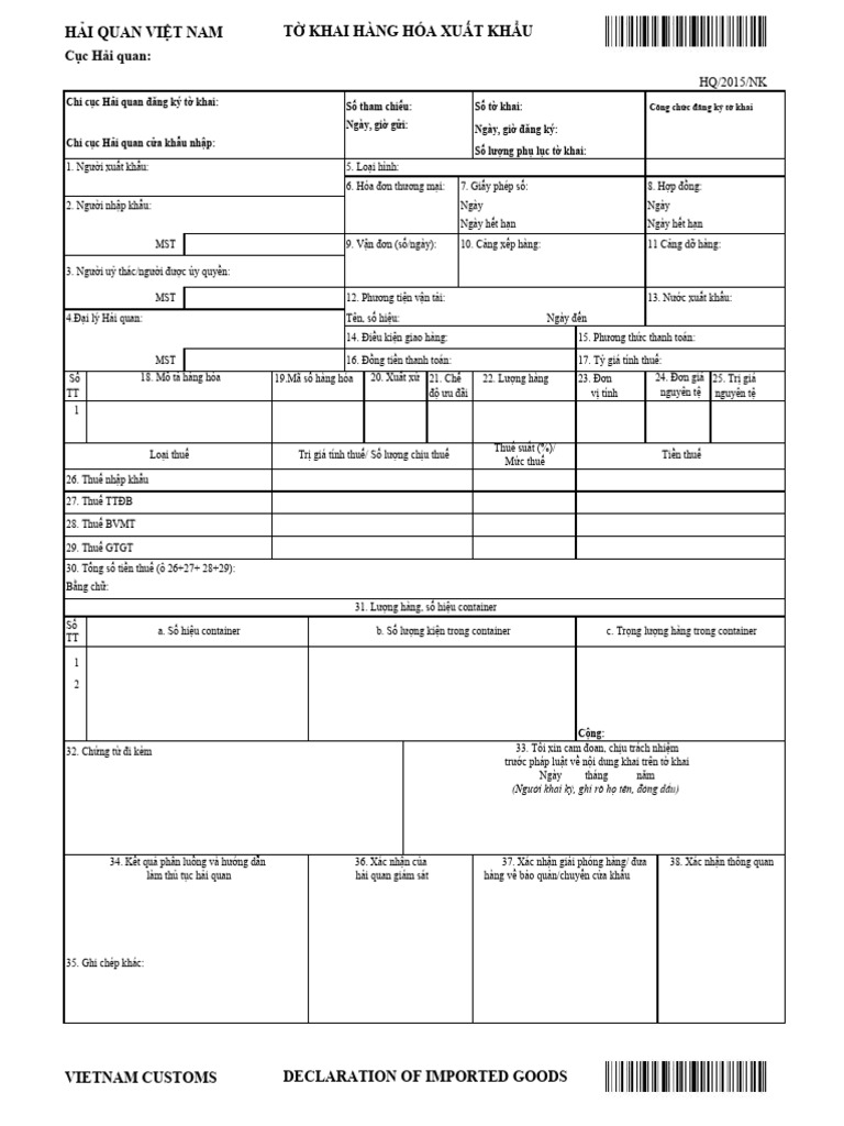 T Khai Hàng Hoá | PDF