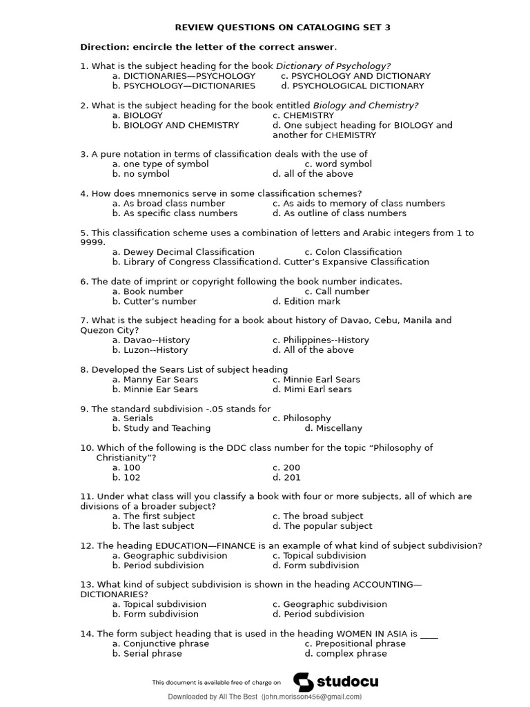 Classification & Cataloging 3 | PDF