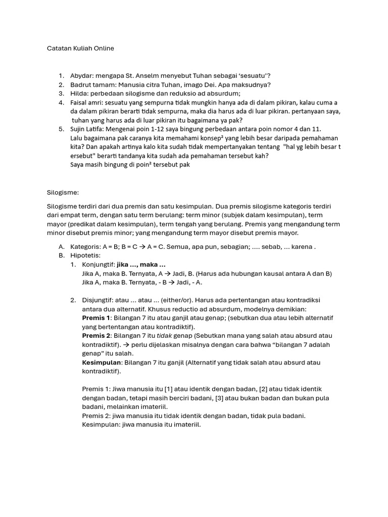 Struktur Logis Argumen Ontologis | PDF