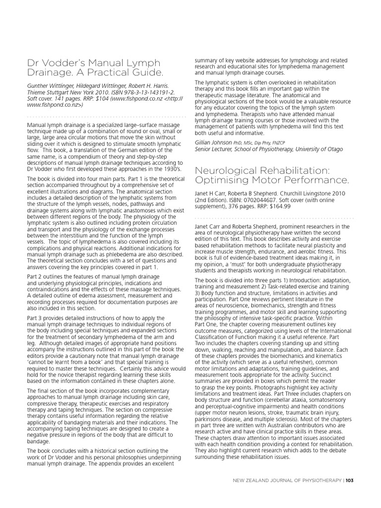 DR Vodder's Manual Lymph Drain | Download Free PDF | Physical Therapy ...