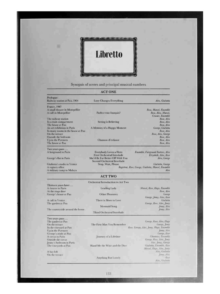 Aspects of Love Libretto | PDF