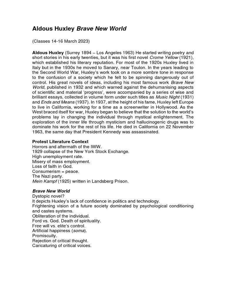 Key Themes in Brave New World | PDF | History | Classics