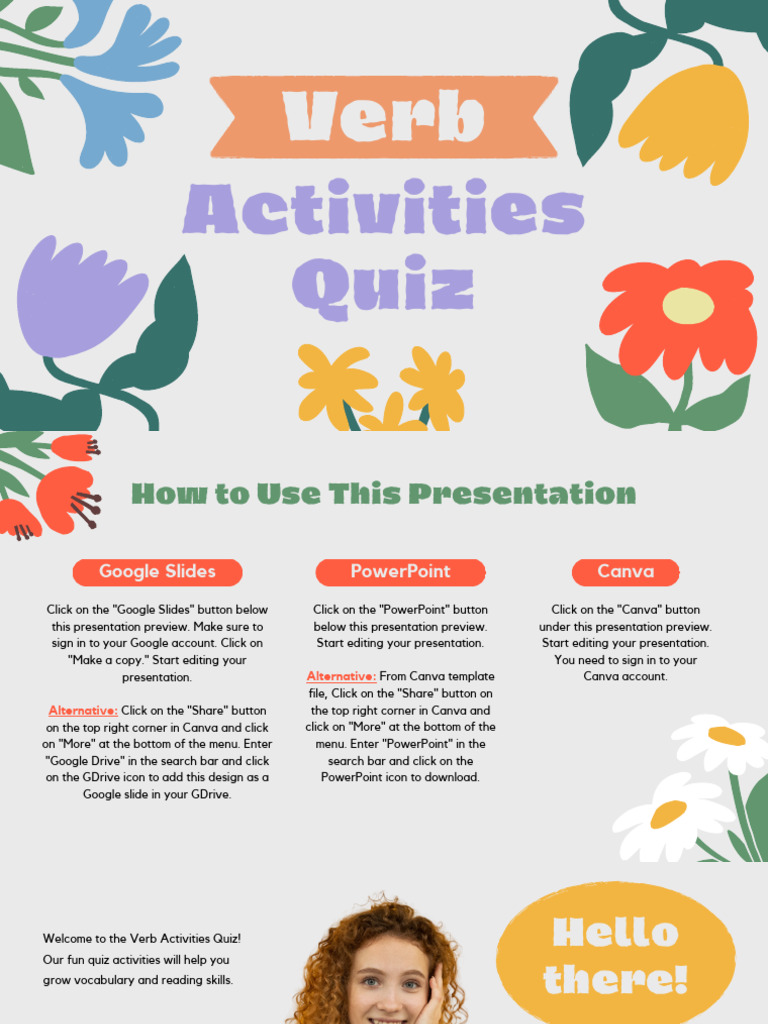 Vivid Colorful Cutout Floral Verb Activities Quiz | PDF | Microsoft ...