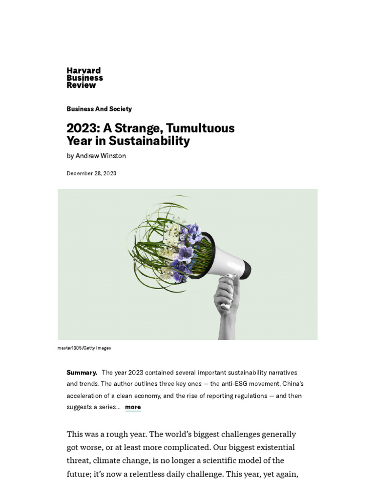 Sustainability Issues - 2023 A Strange, Tumultuous Year in ...
