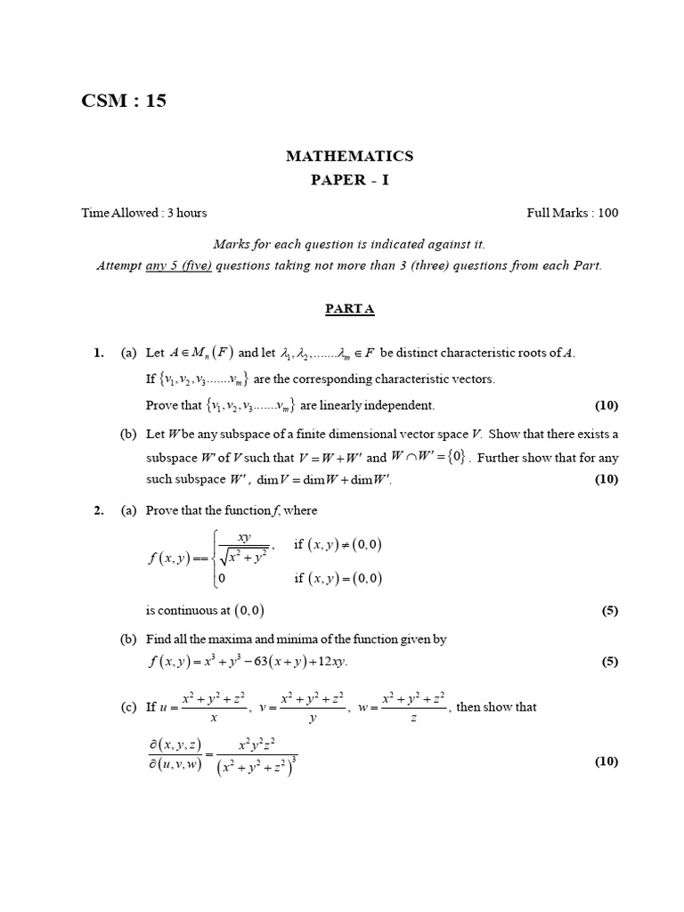 Mathematics I | PDF | Force | Linear Subspace