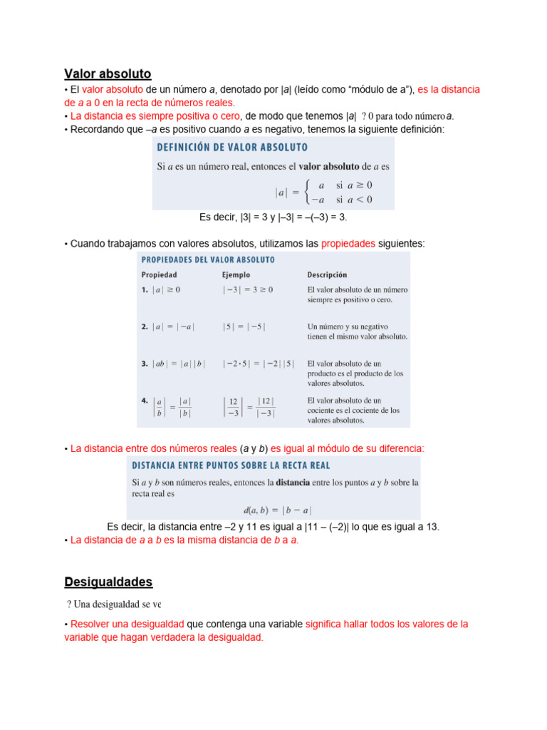 Valor Absoluto y Desigualdades Matemáticas | PDF