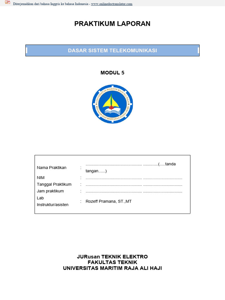 MODUL 5 PRAKTIKUM DASAR SISTEM TELEKOMUNIKASI - RF - (Trainer ERT-RCT ... MODUL 5 PRAKTIKUM DASAR SISTEM TELEKOMUNIKASI - RF - (Trainer ERT-RCT ...