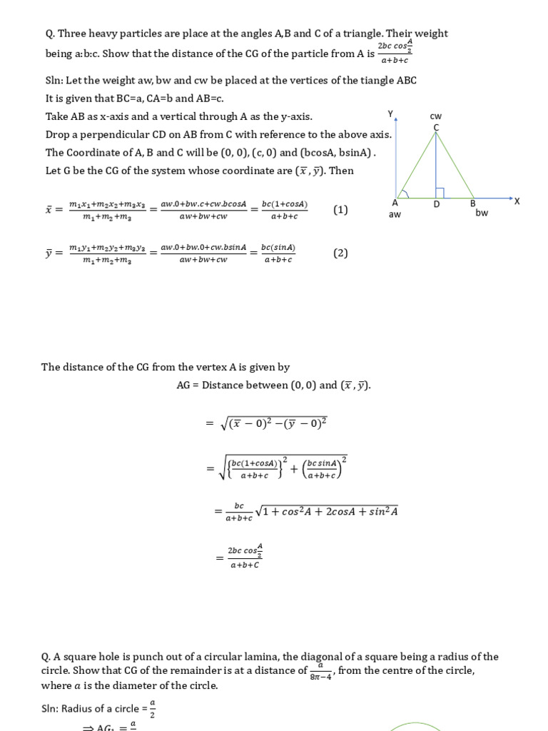 CG Calculation for Triangle and Circle | PDF | Cartesian Coordinate ...