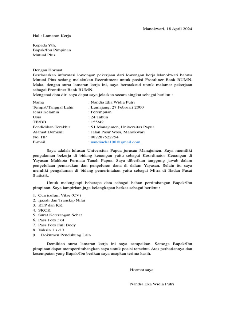 Lamaran Kerja Frontliner Bank BUMN | PDF | Kesehatan Holistik
