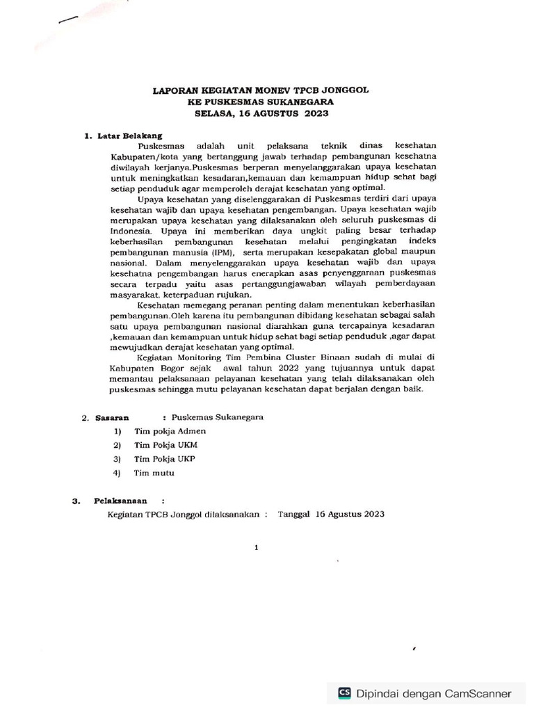 1.7.1.c.4 Dokumen Pelaporan Hasil Pembinaan TPCB Jonggol | PDF