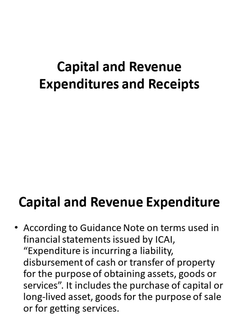 Capital and Revenue Expenditures and Receipts | PDF | Expense | Capital ...