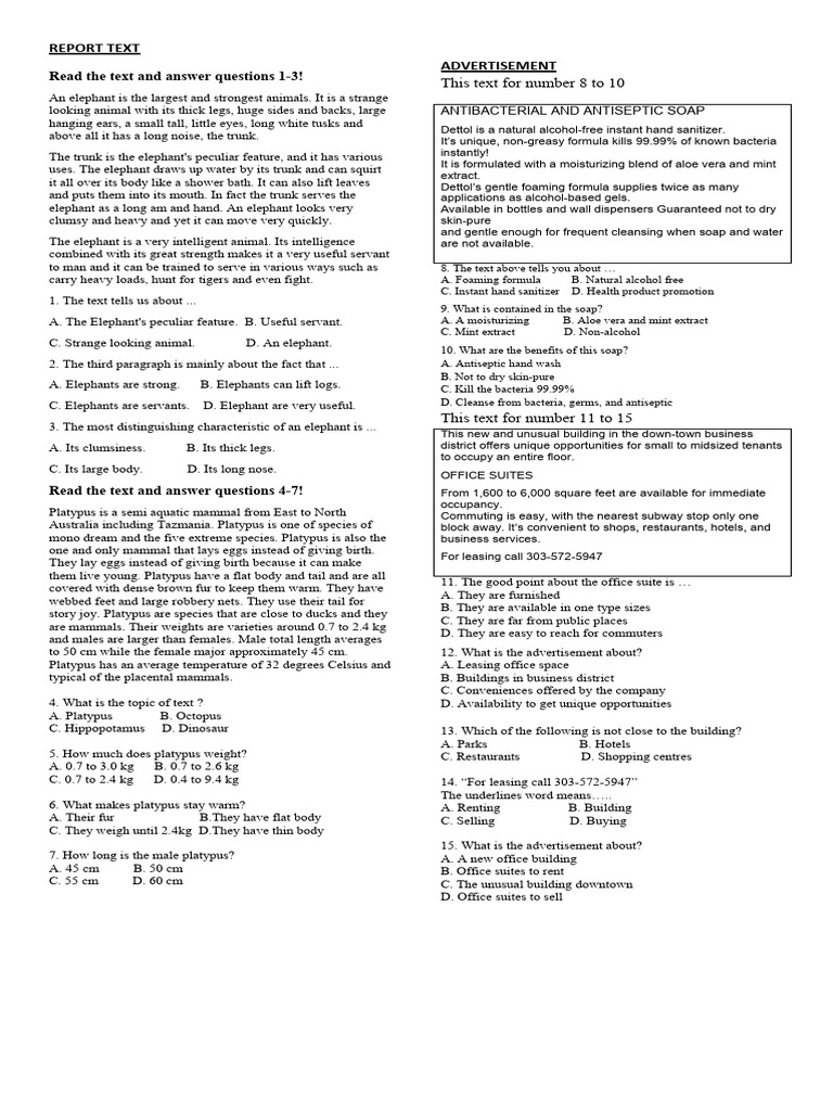 Report Tex15 | PDF | Elephant | Zoology