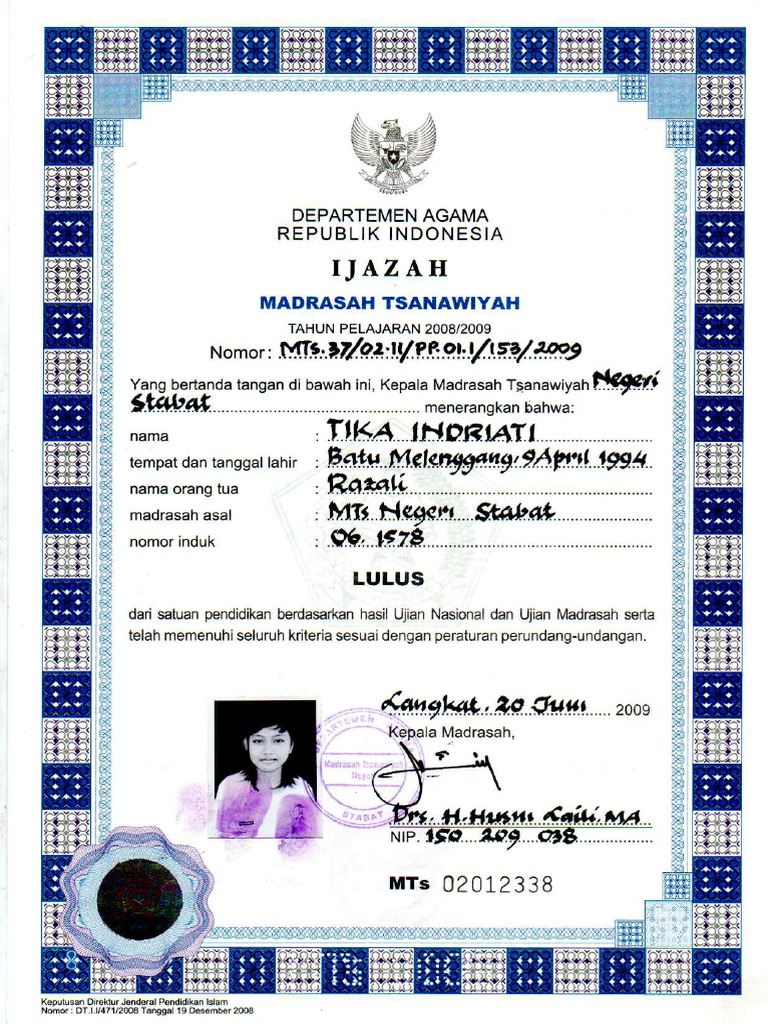 Ijazah MTs | PDF