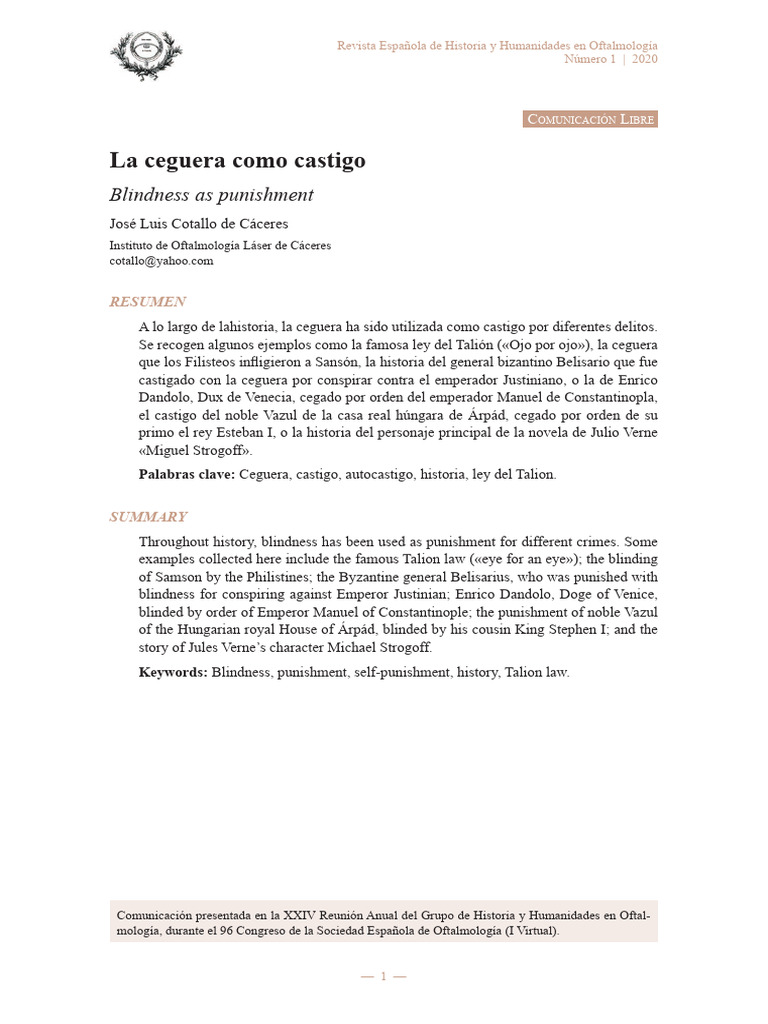 Ceguera como castigo a lo largo de la historia | PDF | Edipo