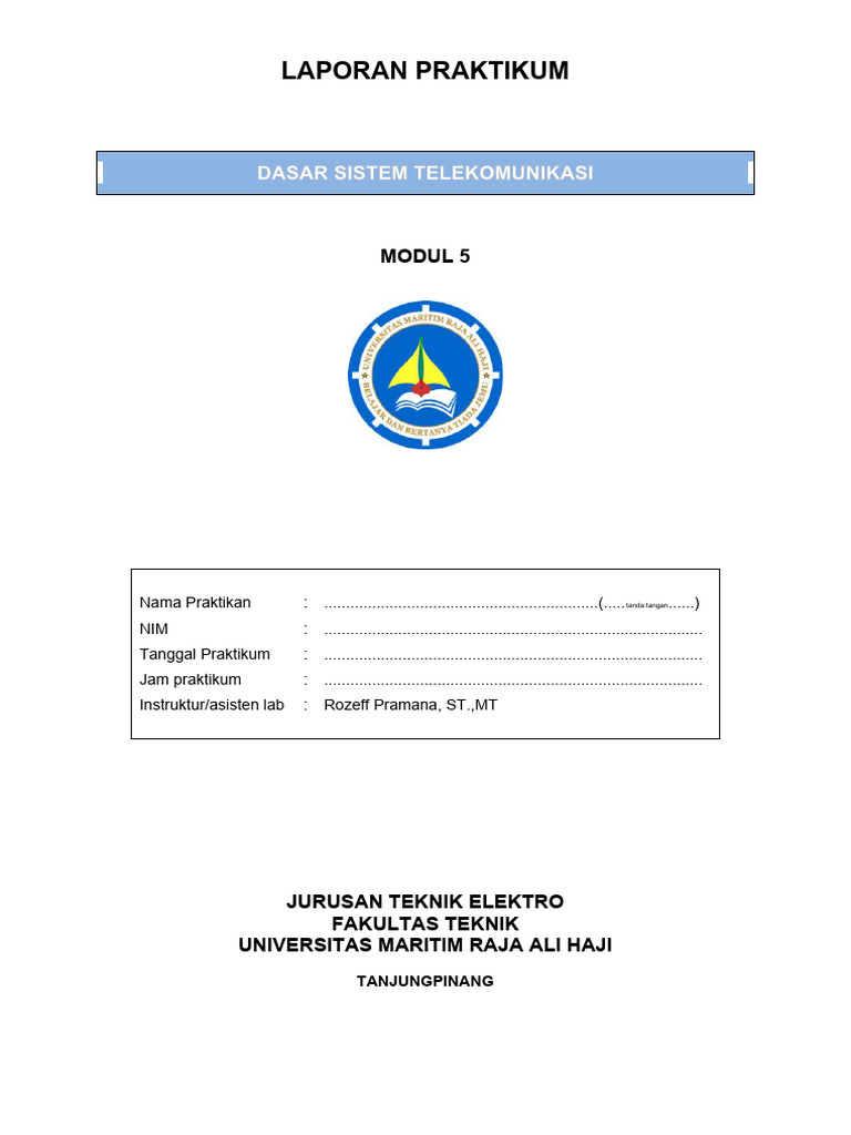 MODUL 5 PRAKTIKUM DASAR SISTEM TELEKOMUNIKASI - RF - (Trainer ERT-RCT ...