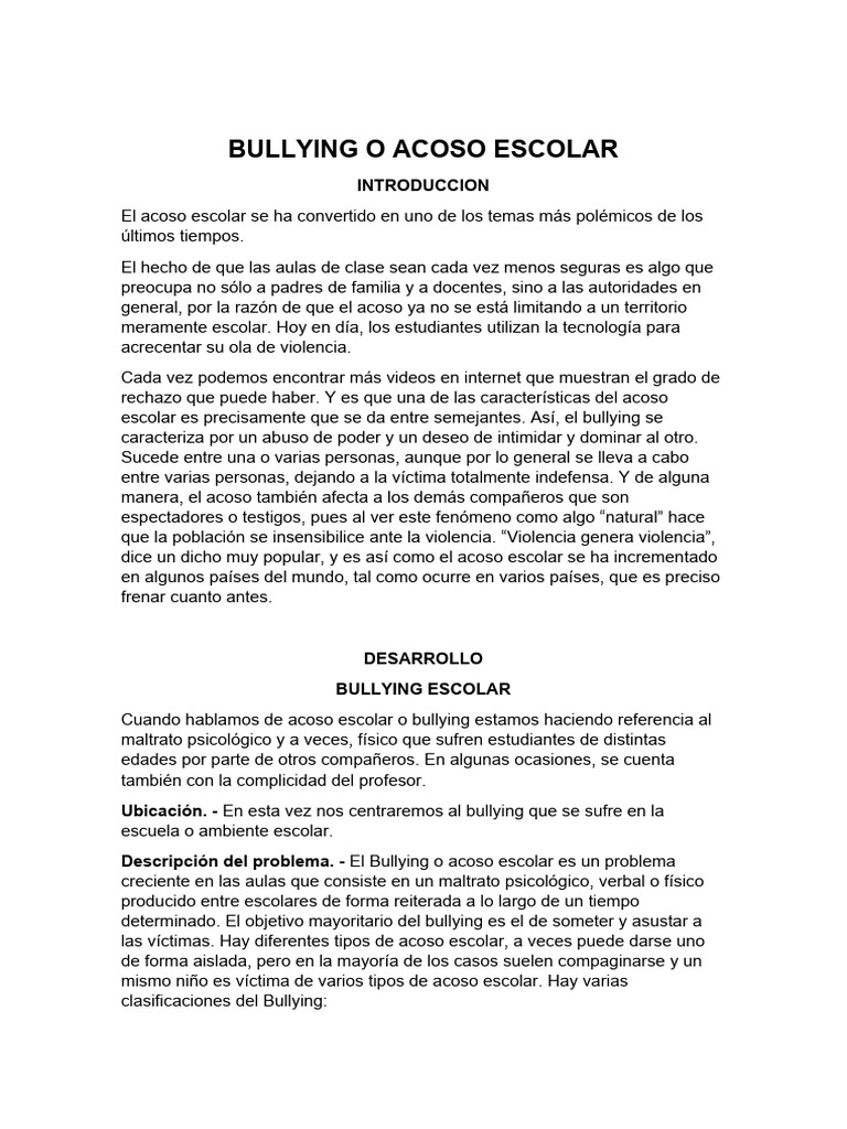 Bullying Escolar: Causas y Consecuencias | PDF | Agresión | Violencia
