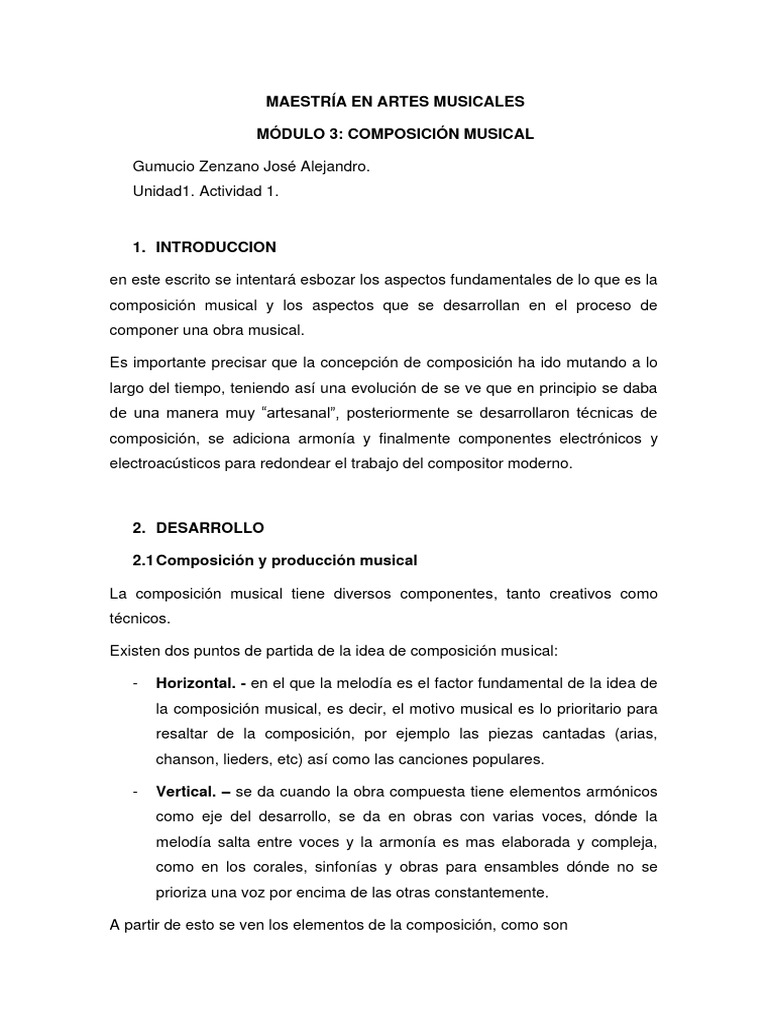 Composicion Musical | PDF | Composiciones Musicales | Melodía