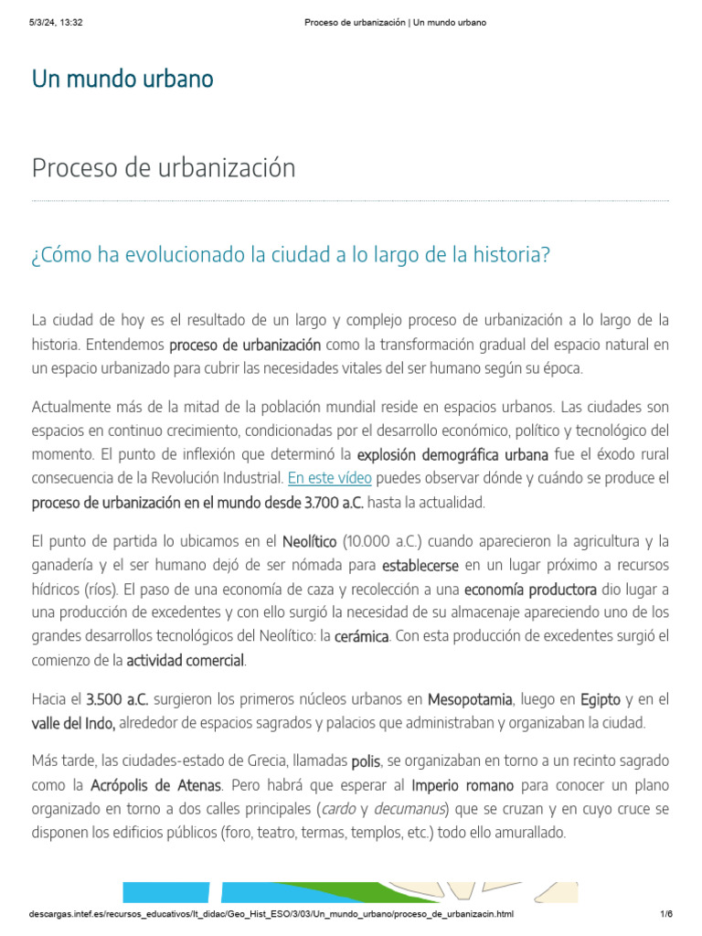 Evolución del Proceso de Urbanización | PDF | Urbanización | Palacio