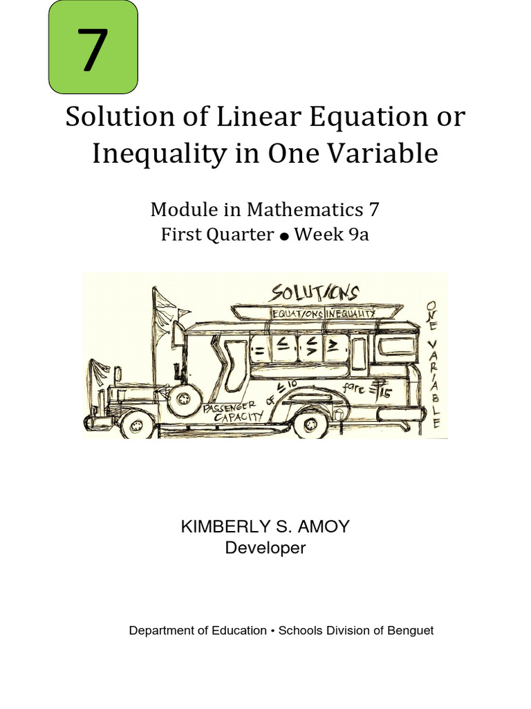 Passed - 954-13-21MELCS-Benguet - Math7 - Q2 - W9a - Solution of Linear Equation or Inequality ...