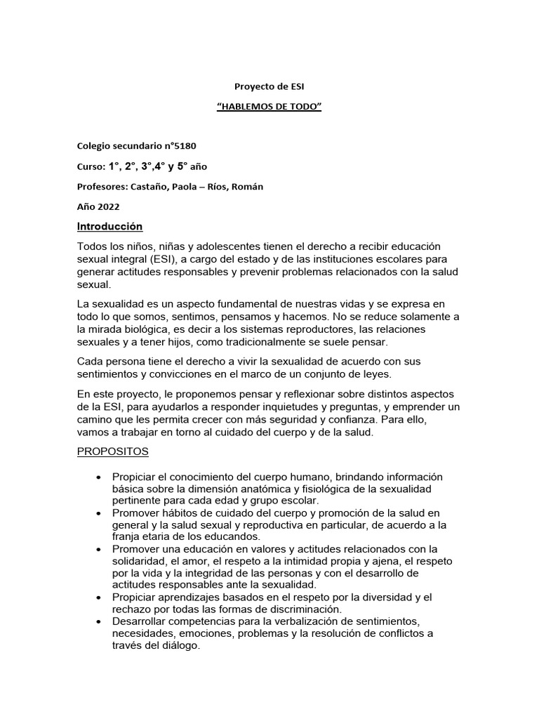Proyecto de ESI 2023 | PDF | La sexualidad humana | Infección ... Proyecto de ESI 2023 | PDF | La sexualidad humana | Infección ...