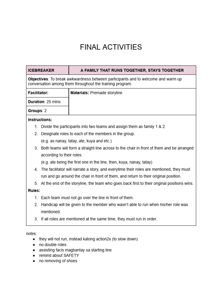 Final Activities | PDF